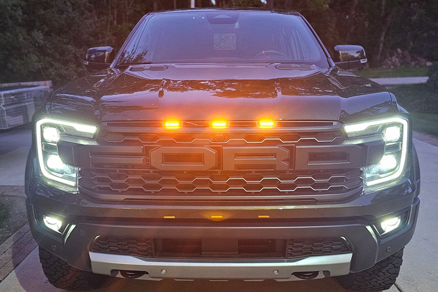 2024 Ford Ranger Raptor Style Extreme Amber LED grill Kit – F150LEDs.com